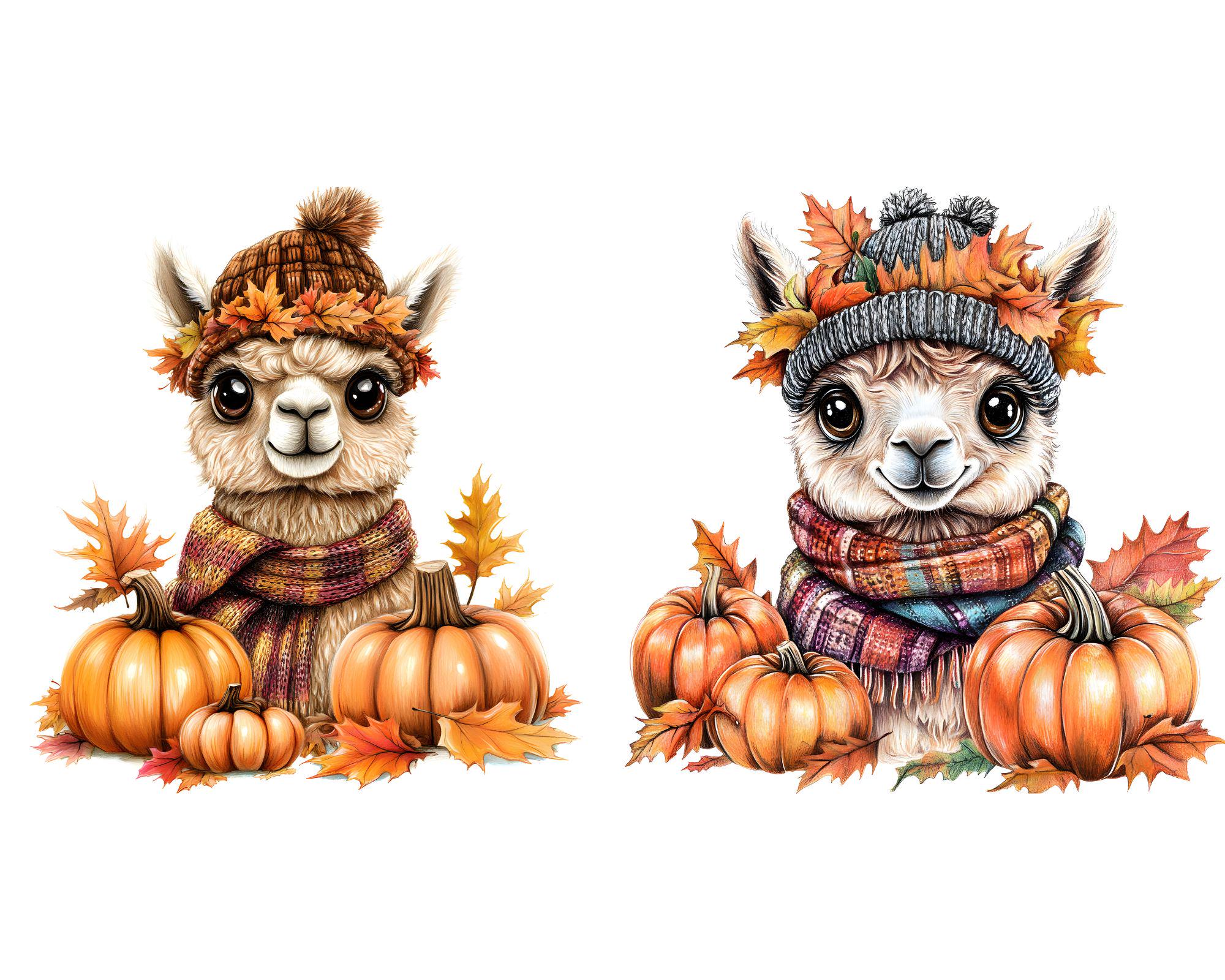Autumn Alpaca Clipart, 14 JPG, Cute Fall Clip Art, Paper Crafting, Card ...