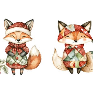 Cute Christmas Fox Clipart, 14 JPG, Whimsical Xmas Clip Art, Paper ...
