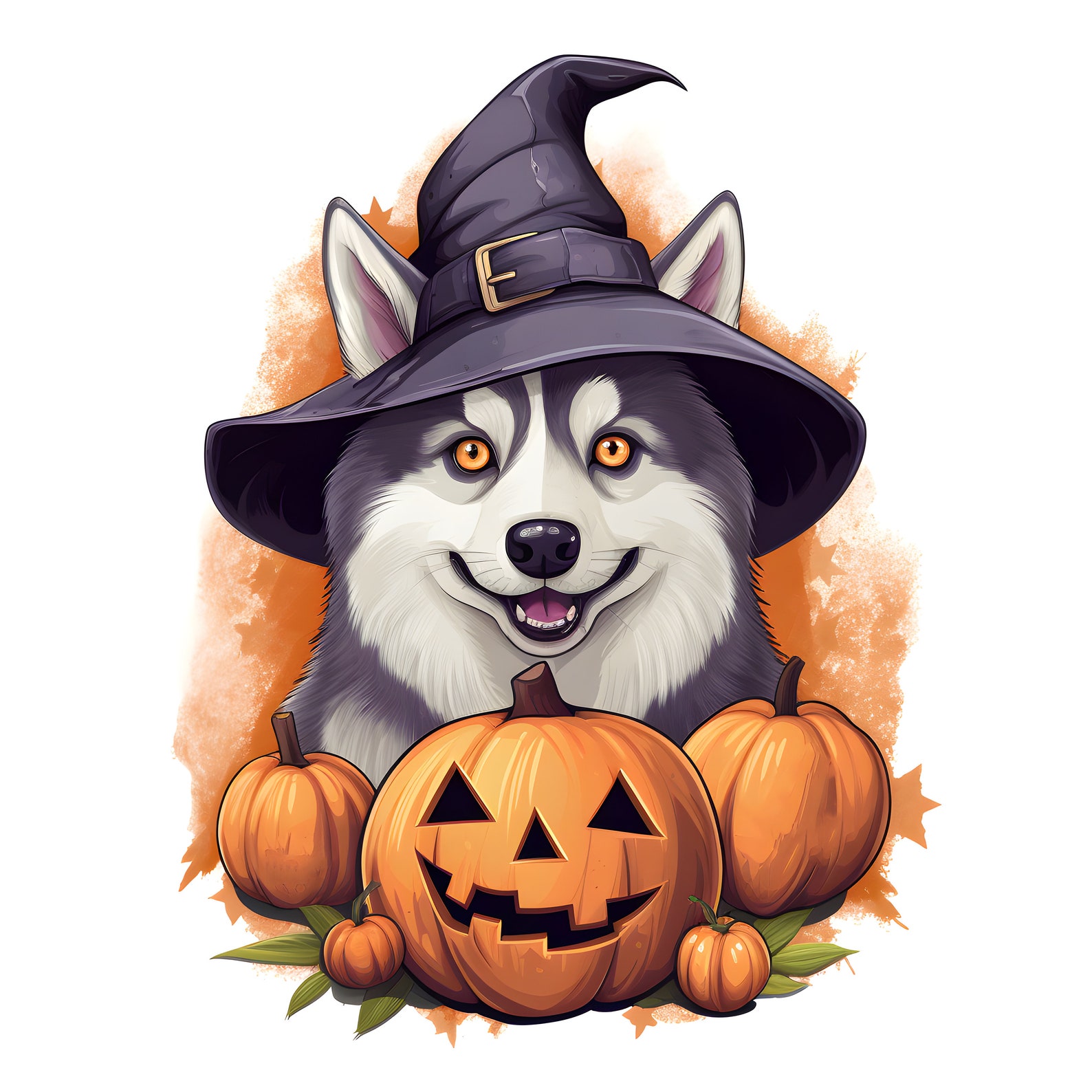 Halloween Siberian Husky Clipart 12 Jpgs Watercolor - Etsy