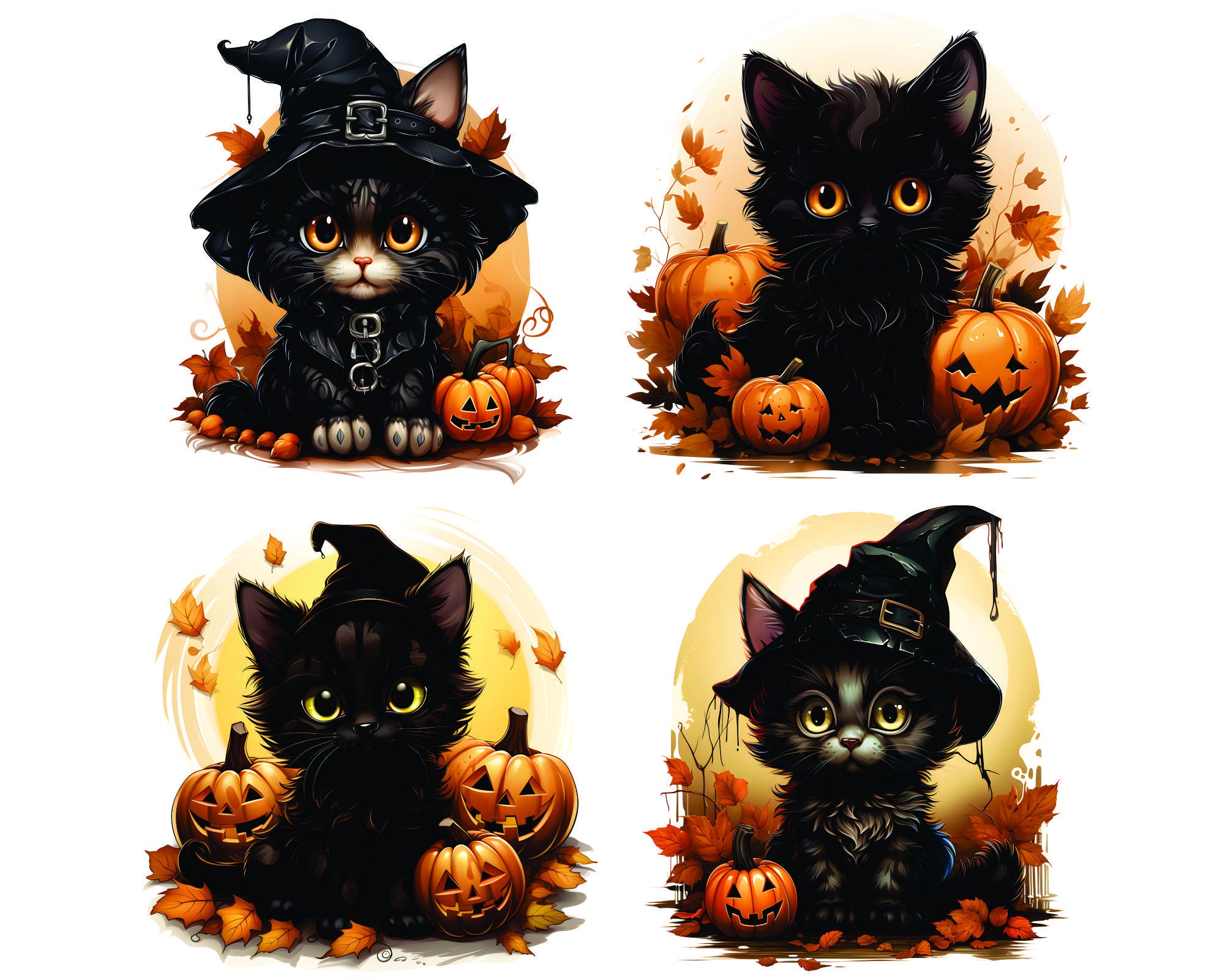 Cute Halloween Cat Clipart 12 Jpgs Halloween Clipart - Etsy