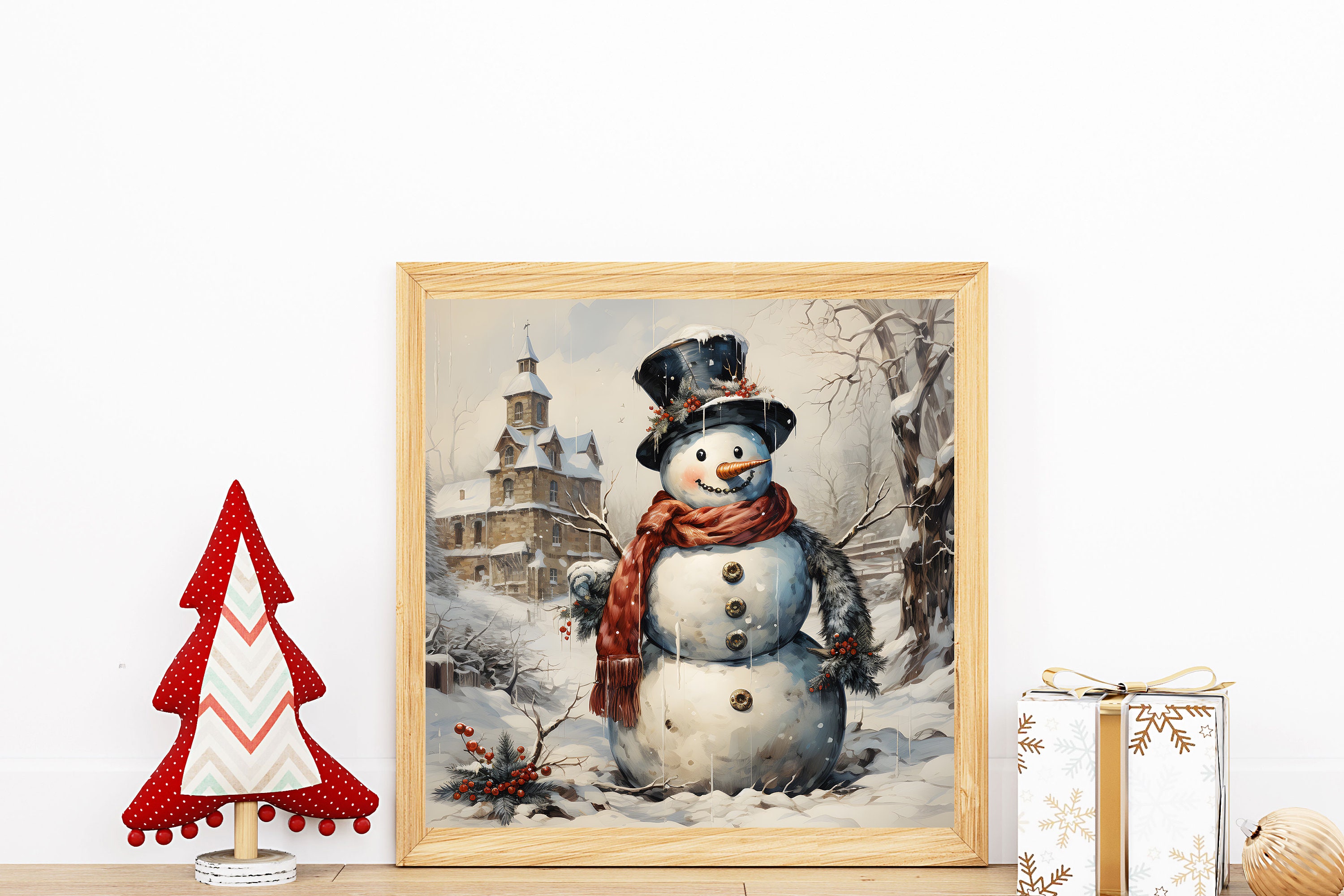 Snowman Decor, Snowman Printable, Square Wall Art, Christmas Wall Art ...