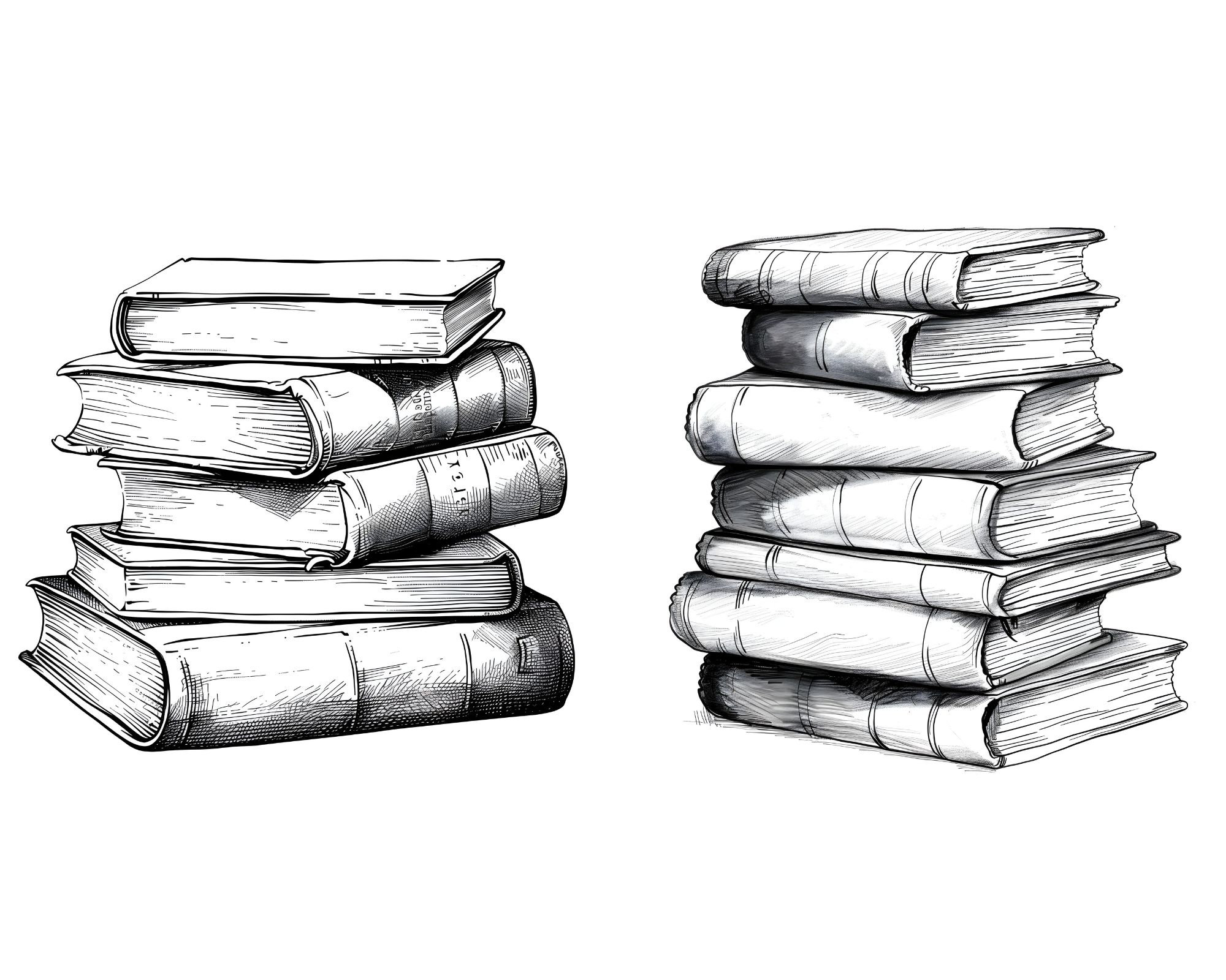 Sketch Of Stack Of Books
