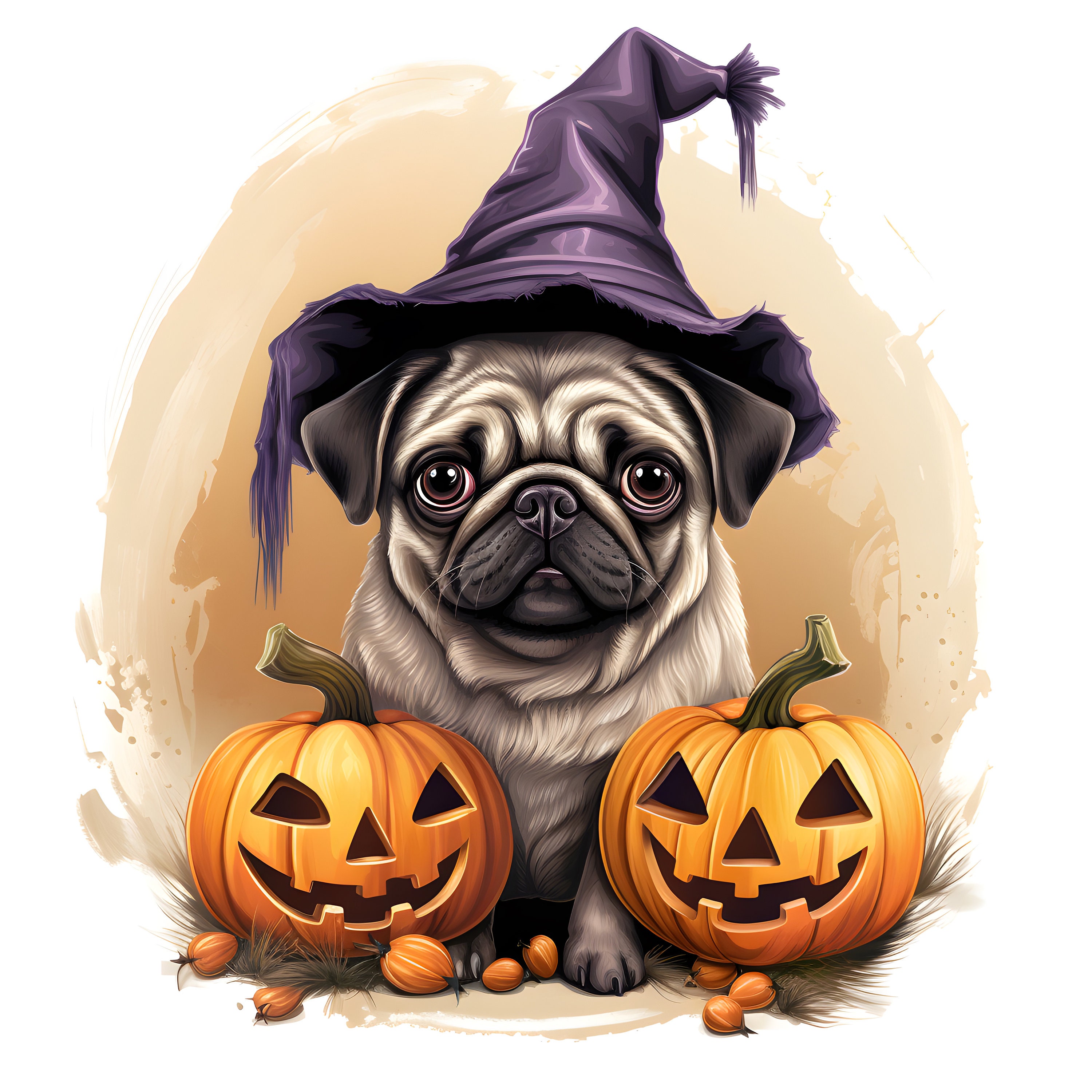 Halloween Pug Clipart 12 Jpgs Watercolor Pug Watercolor - Etsy