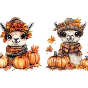 Autumn Alpaca Clipart, 14 JPG, Cute Fall Clip Art, Paper Crafting, Card ...