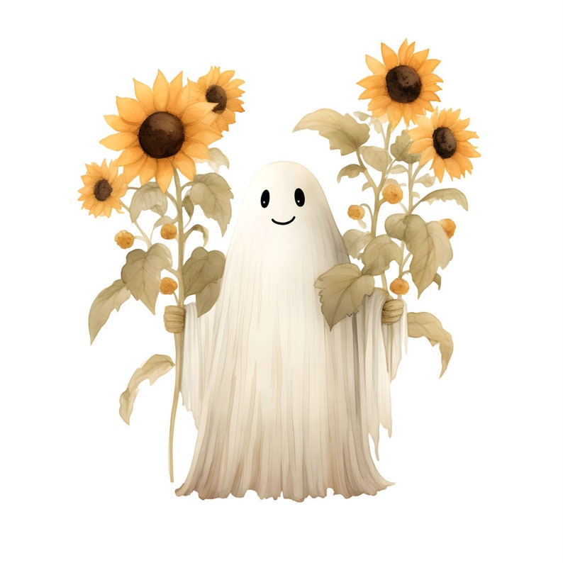 Sunflower Ghost Clipart Ghost Png Halloween Clipart - Etsy