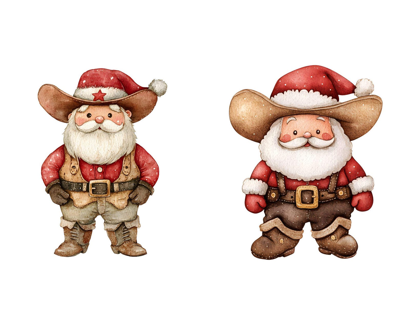 Cowboy Santa Clipart: Western Christmas 16 PNG Images (digital Download ...