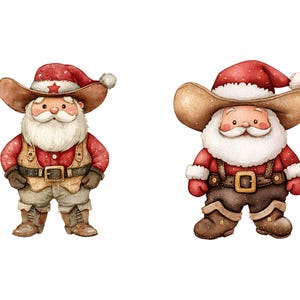 Cowboy Santa Clipart: Western Christmas 16 PNG Images (digital Download ...