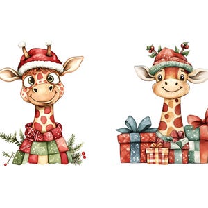 Christmas Giraffe Clipart, 14 JPG, Whimsical Xmas Clip Art, Paper ...