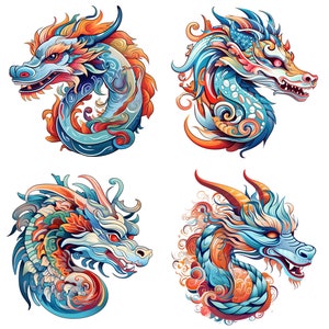 Chinese Dragon Clipart, 12 High Quality JPG, Chinese New Year, Chinese ...