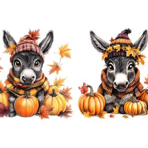 Autumn Donkey Clipart, 14 JPG, Cute Fall Clip Art, Paper Crafting, Card ...