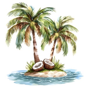Watercolor Palm Tree Clipart: Tropical Beach Art (digital Download) - Etsy