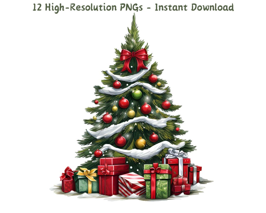Watercolor Christmas Tree Clipart: Holiday PNG Files (digital Download ...