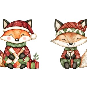 Cute Christmas Fox Clipart, 14 JPG, Whimsical Xmas Clip Art, Paper ...