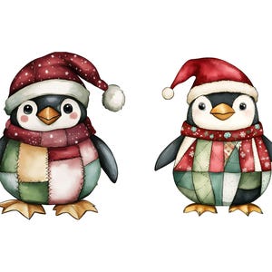 Christmas Penguin Clipart, 14 JPG, Whimsical Xmas Clip Art, Paper ...