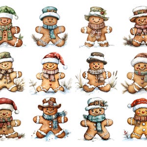 Christmas Gingerbread Man Clipart Bundle, 60 JPG, Xmas Clip Art, Card ...