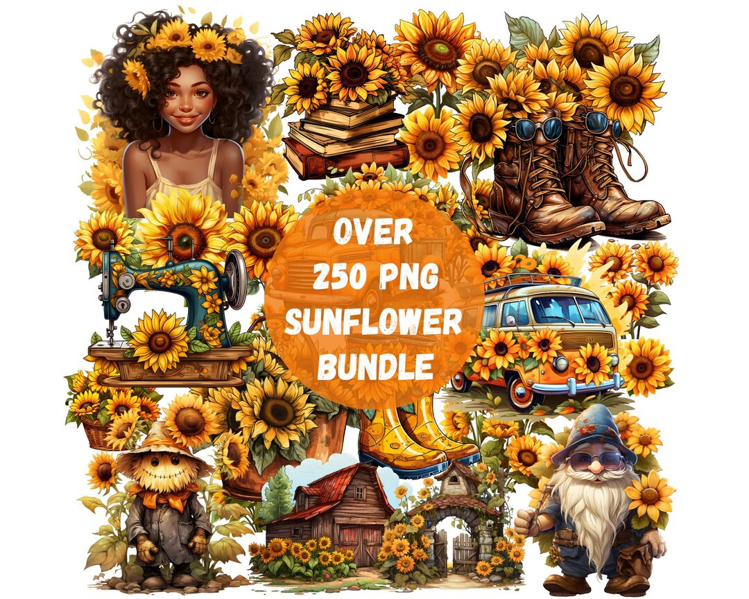 Sunflower Clipart Bundle, Sunflowers PNG, Summer Flowers, Sublimation ...