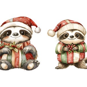 Christmas Sloth Clipart, 14 JPG, Whimsical Xmas Clip Art, Paper Crafts ...