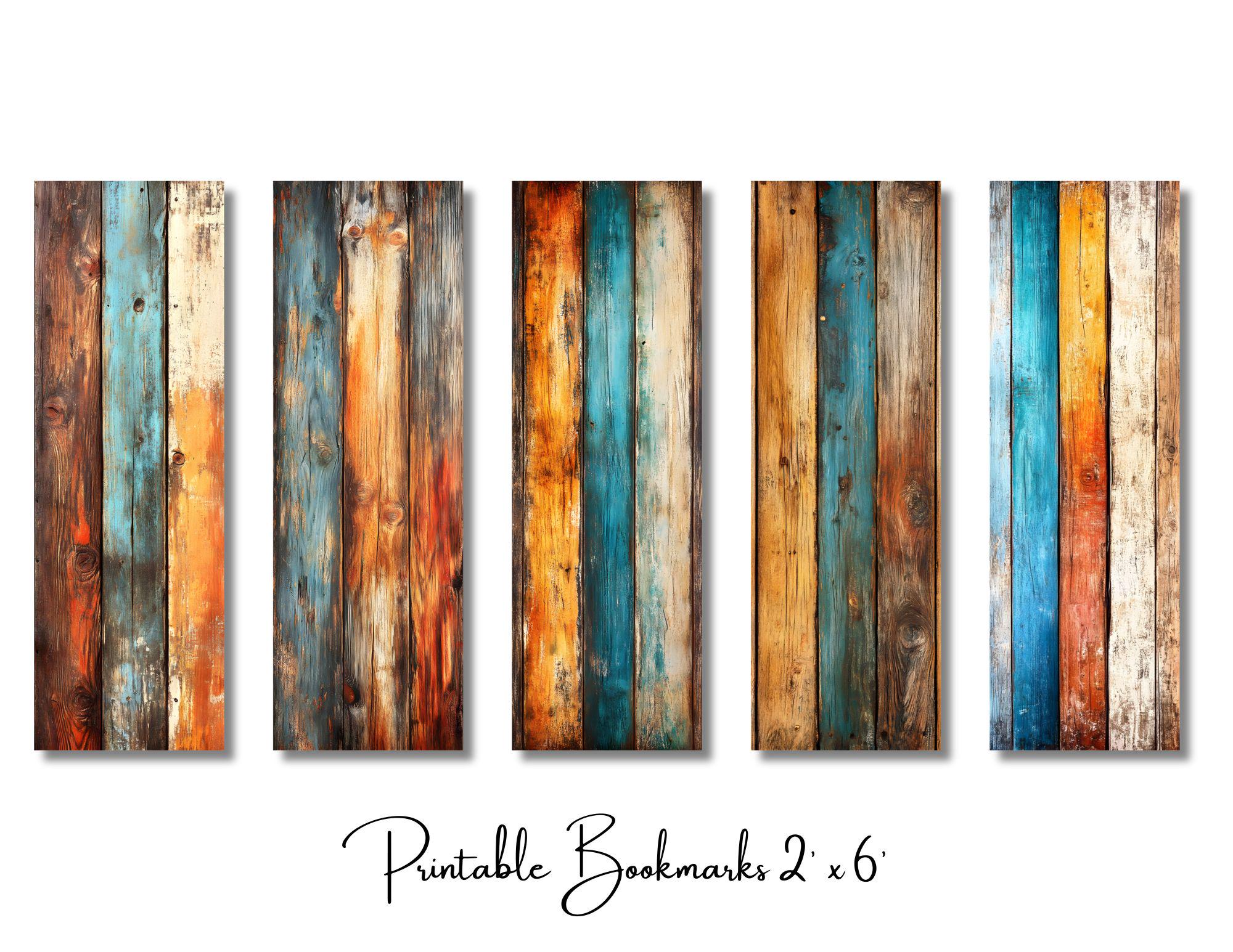 Rustic Wood Bookmarks: Printable DIY Craft Backgrounds (PNG/JPG Digital ...
