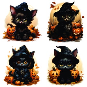 Cute Halloween Cat Clipart, 12 Jpgs, Halloween Clipart, Halloween Cat ...