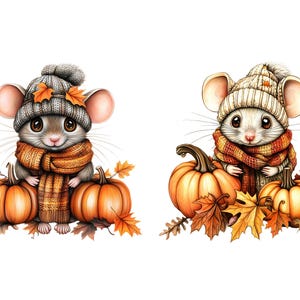Autumn Mouse Clipart, 14 JPG, Cute Mouse Fall Clip Art, Paper Crafting ...