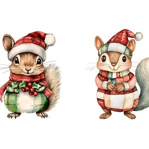 Christmas Squirrel Clipart, 14 JPG, Whimsical Xmas Clip Art, Paper ...