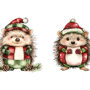 Christmas Hedgehog Clipart, 14 JPG, Whimsical Xmas Clip Art, Paper ...