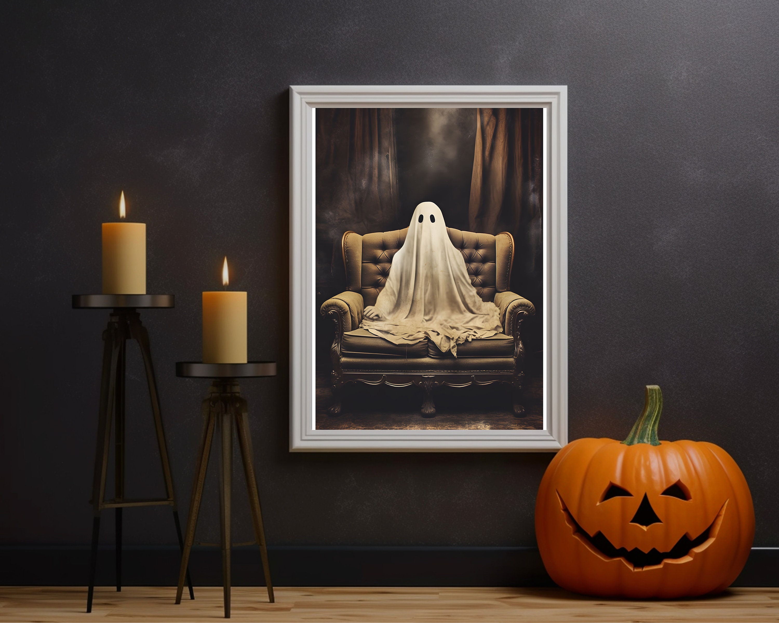 Printable Ghost Art, Vintage Ghost Wall Art, Vintage Halloween Wall ...