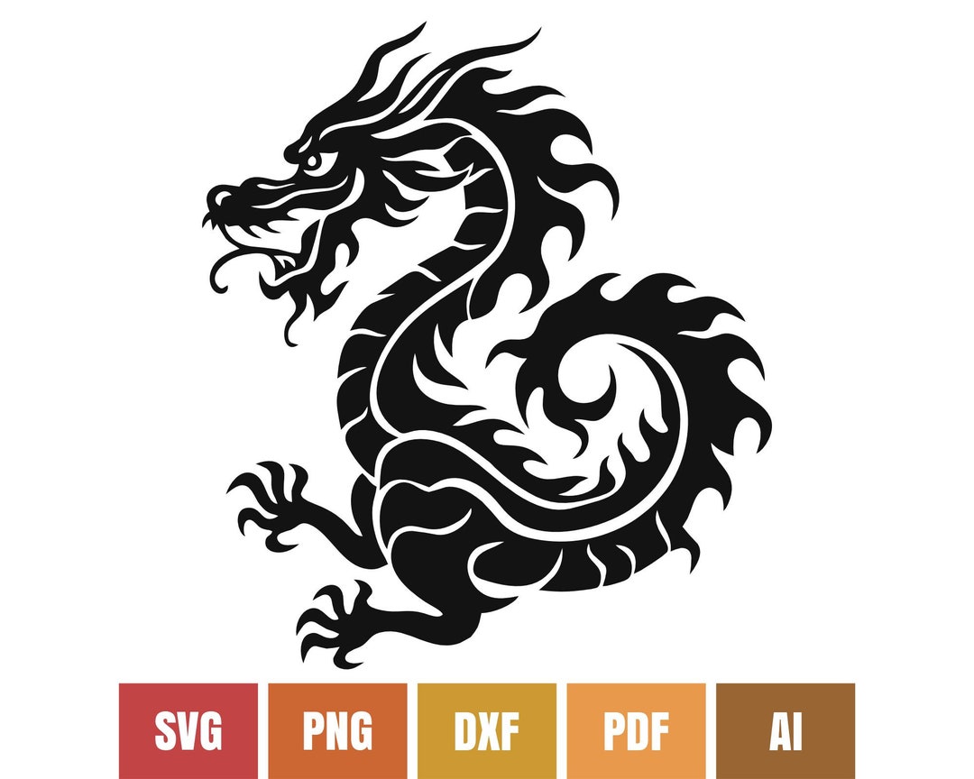 Chinese Dragon SVG: Silhouette Vector Cut File (commercial Use) - Etsy
