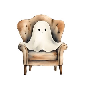 Ghost on Chair Clipart, Ghost PNG, Halloween Clipart, Cute Ghost Png ...