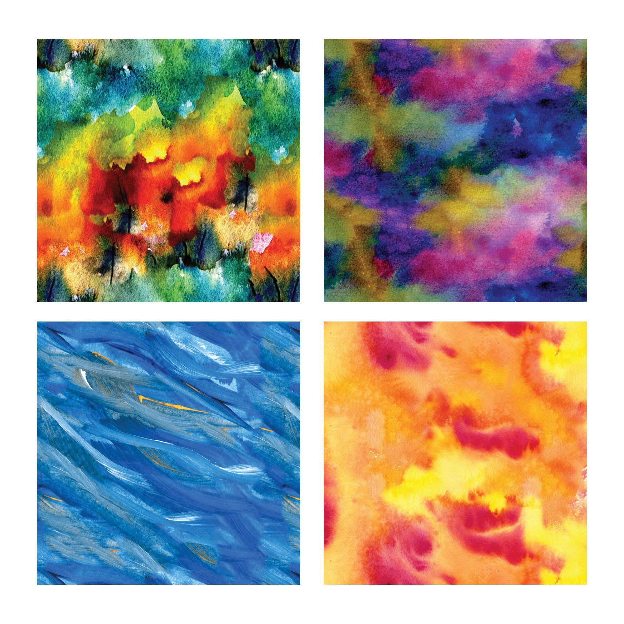 Watercolor Digital Paper, Watercolor Colorful Textures, Watercolor ...