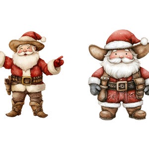 Cowboy Santa Clipart: Western Christmas 16 PNG Images (digital Download ...
