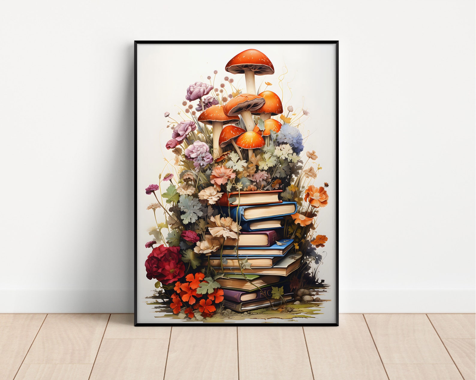 Stank of Books Wall Art, Downloadable Art Print, Books Wildflowers and ...