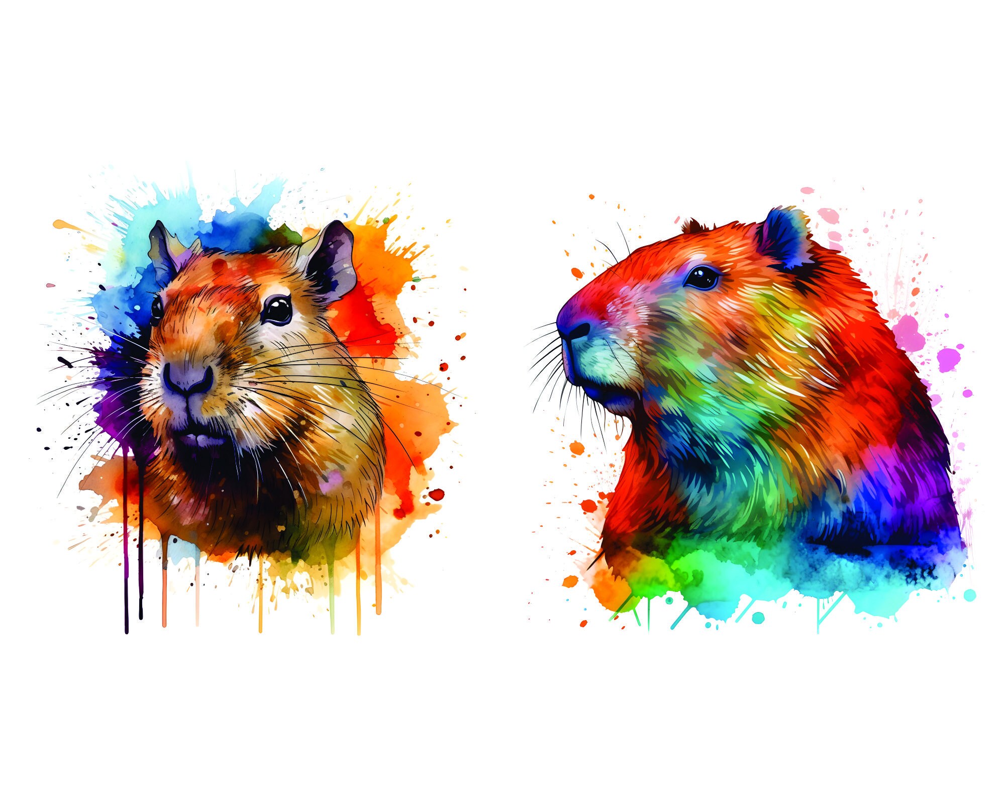 Watercolor Capybara Clipart 14 High Quality Jpgs Capybara - Etsy