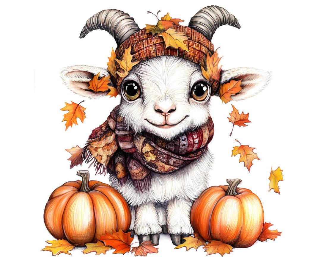 Autumn Goat Clipart, 14 JPG, Cute Fall Clip Art, Paper Crafting, Card ...