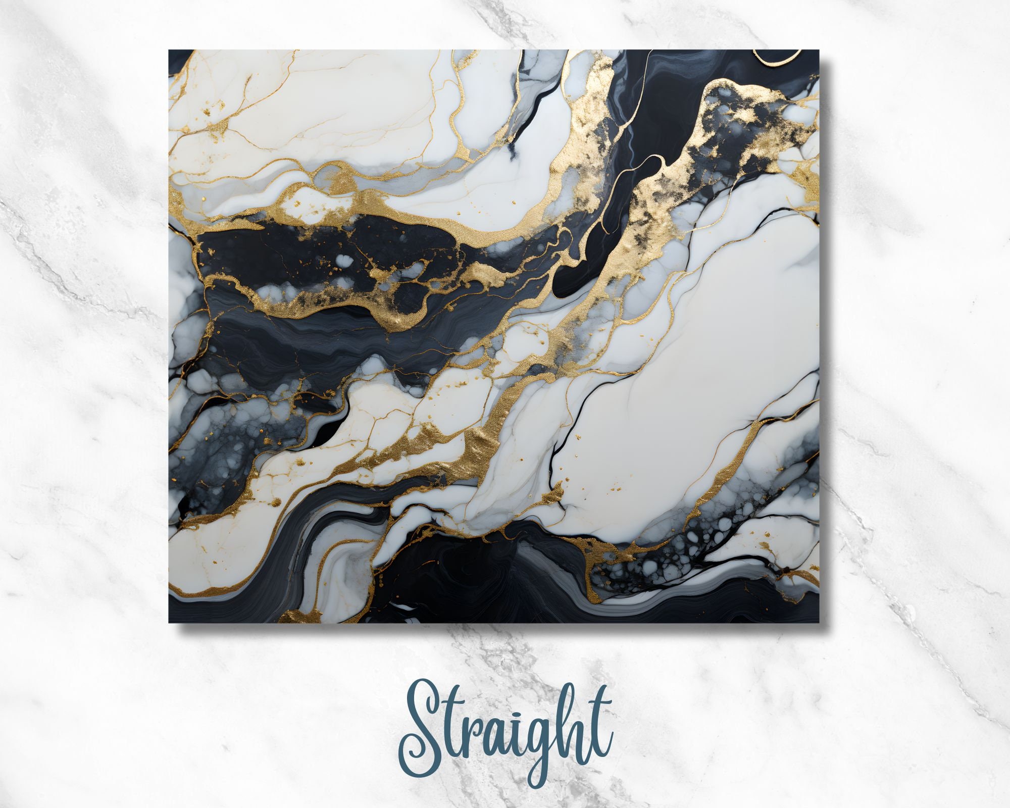 Black White Gold Marble Tumbler Wrap, Skinny Tumbler PNG, Sublimation ...