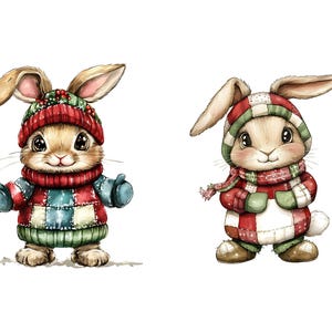 Cute Christmas Bunny Clipart, 14 JPG, Whimsical Xmas Clip Art, Paper ...