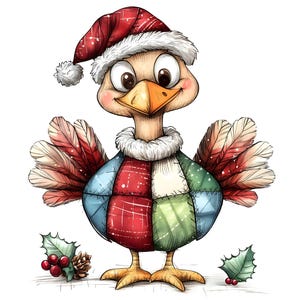Christmas Turkey Clipart: Whimsical Xmas Art (digital Download) - Etsy