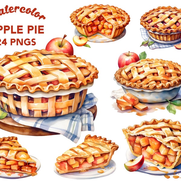 Apple Pie Clipart - Etsy