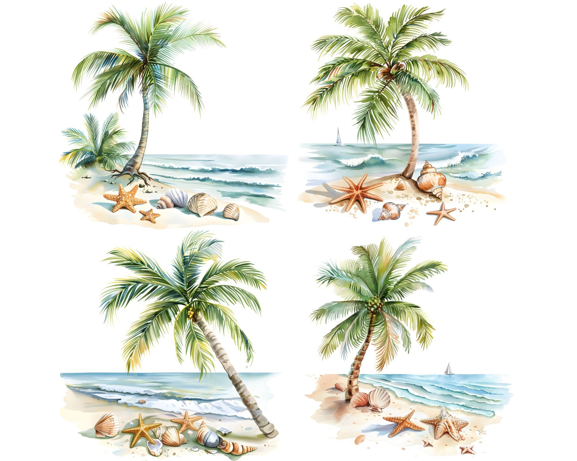 Beach Palm Tree Clipart: Summer Scrapbooking Jpgs (digital Download) - Etsy