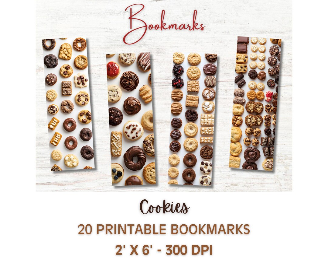 Cute Cookie Bookmarks, 20 PNG Printable Sweet Treats for Book Lovers ...