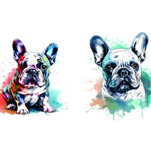 French Bulldog Watercolor Clipart, 16 High Quality Jpgs, Frenchie ...