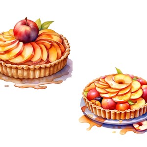 Watercolor Apple Tart Clipart, 16 PNG, Fruit Tart, Food Clipart ...