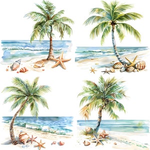 Beach Palm Tree Clipart: Summer Scrapbooking Jpgs (digital Download) - Etsy