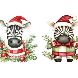 Christmas Zebra Clipart, 14 JPG, Whimsical Xmas Clip Art, Paper Crafts ...