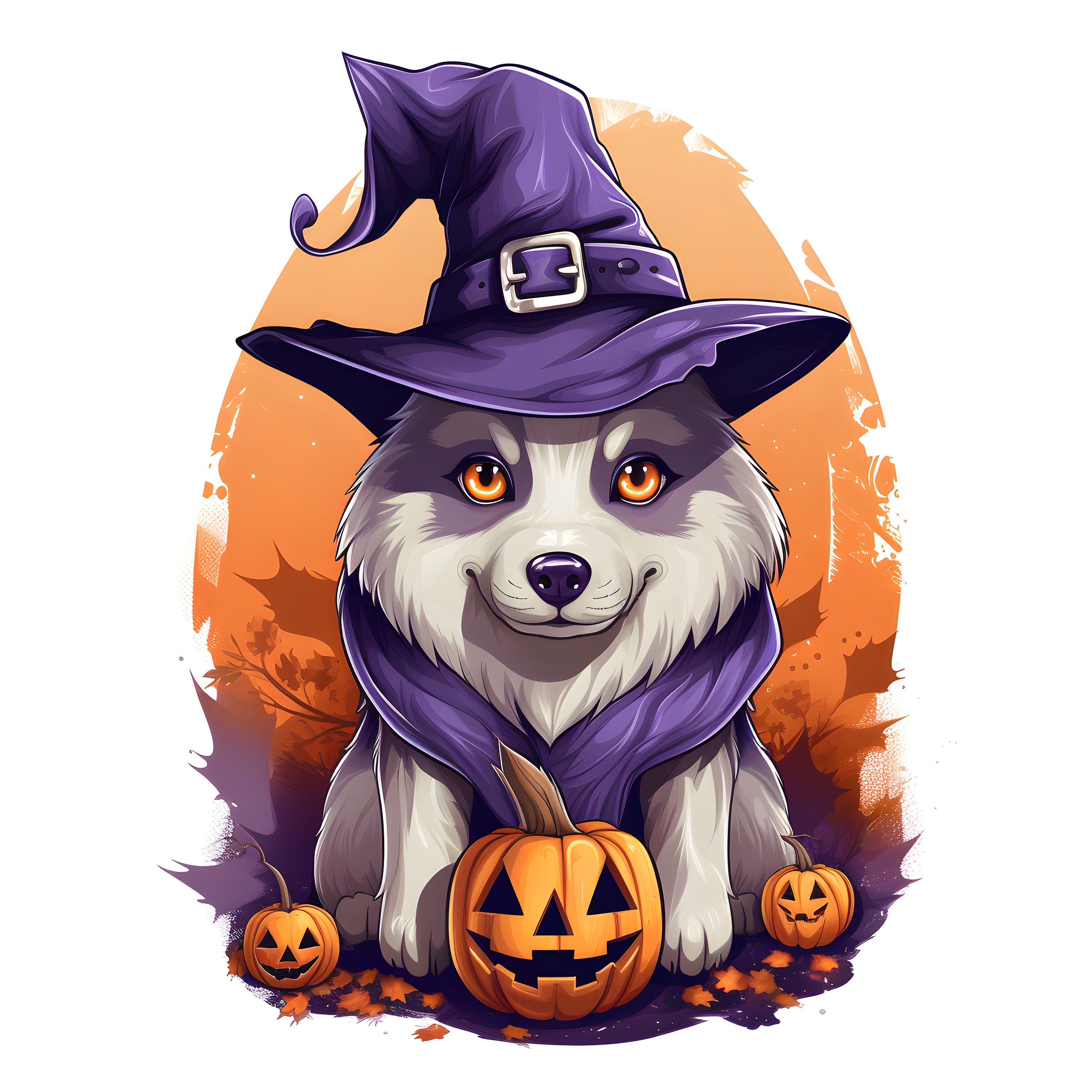 Halloween Siberian Husky Clipart 12 Jpgs Watercolor - Etsy
