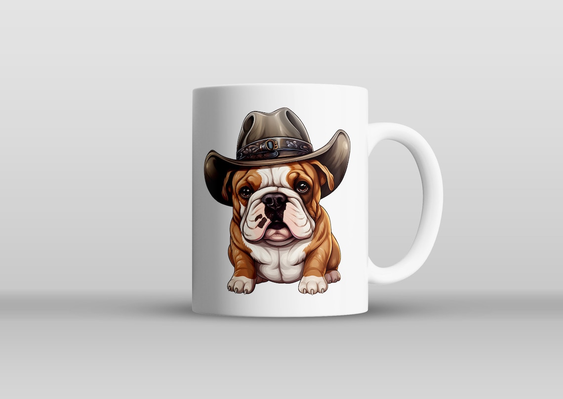 Cowboy Bulldog Clipart: Western Dog PNG, Commercial Use (digital ...