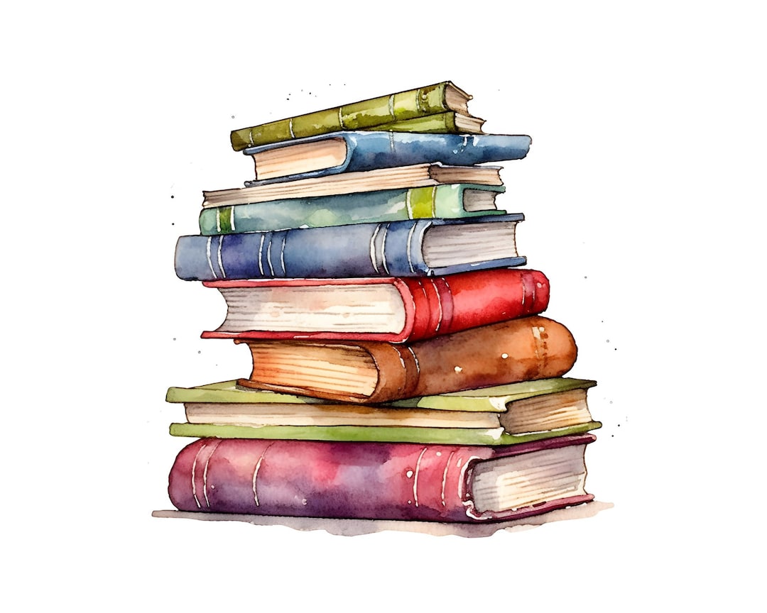 Watercolor Stack of Books Clipart, 16 Jpgs, PNG, Watercolor Books ...