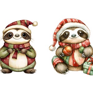 Christmas Sloth Clipart, 14 JPG, Whimsical Xmas Clip Art, Paper Crafts ...