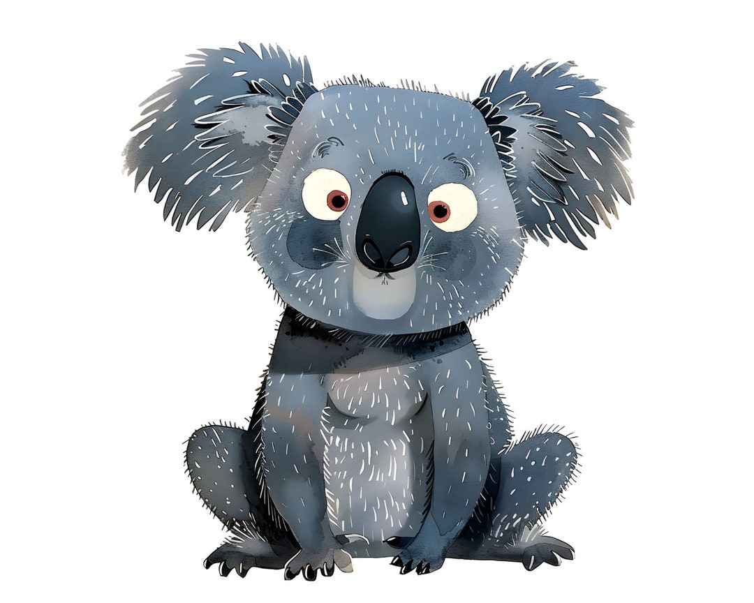 Quirky Koala Clipart, 16 PNG, Whimsical Clip Art, Nursery Art, Digital ...