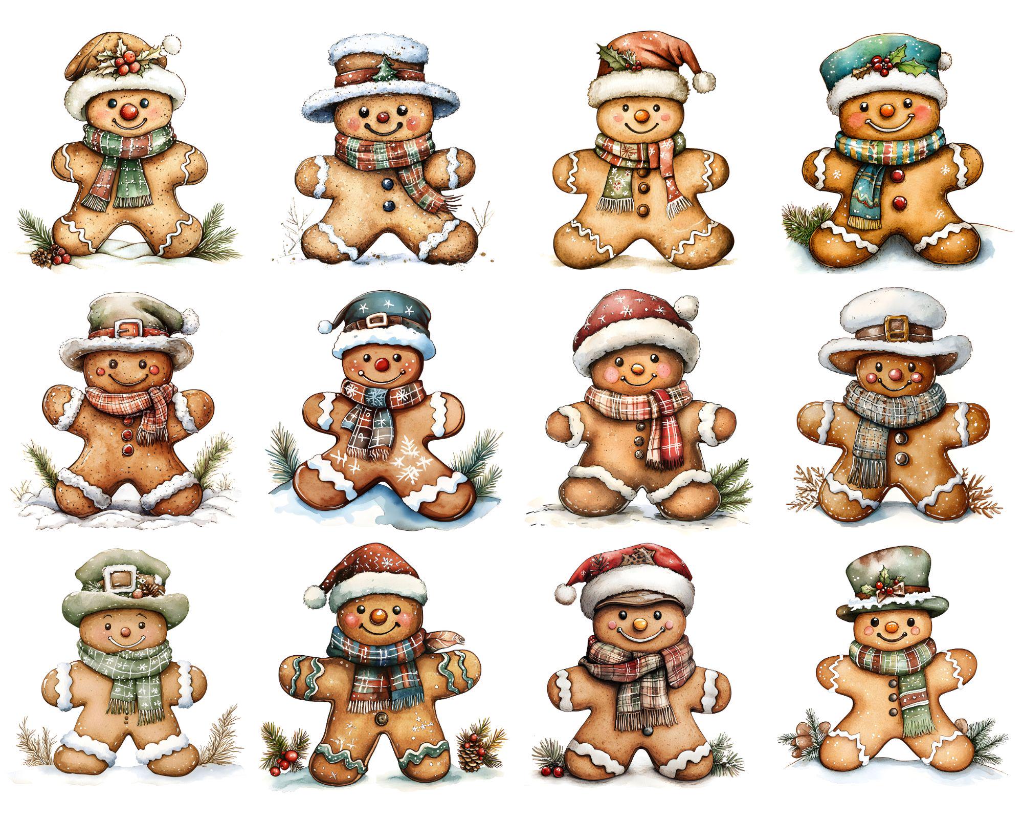 Christmas Gingerbread Man Clipart Bundle: 60 Xmas Jpgs (digital ...